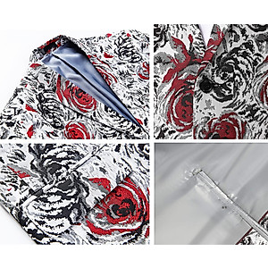 MAGE MALE Men's Floral Blazer Two Button Dress Party Suit Jacket Notched Lapel Slim Fit Stylish Top