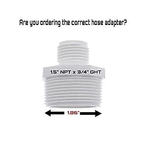 Van Enterprises PVC Garden Hose Adapter (Male 1.5" NPT x 3/4" GHT) for Sump Pump and Pool Pump Hose Adapter