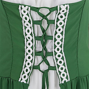 Lehauya Medieval Dress for Women Green Renaissance Dress Peasant Costume Irish Overdress Wench Dress X-Large