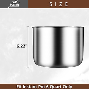 Genuine Inner Pot for Instant Pot 6 Qt Pot for InstaPot Inner Cooking Pot Stainless Steel (Equivalent to IP-POT-SS304-60) Nonstick Pot for IP-DUO, LUX, CSG 6Qt