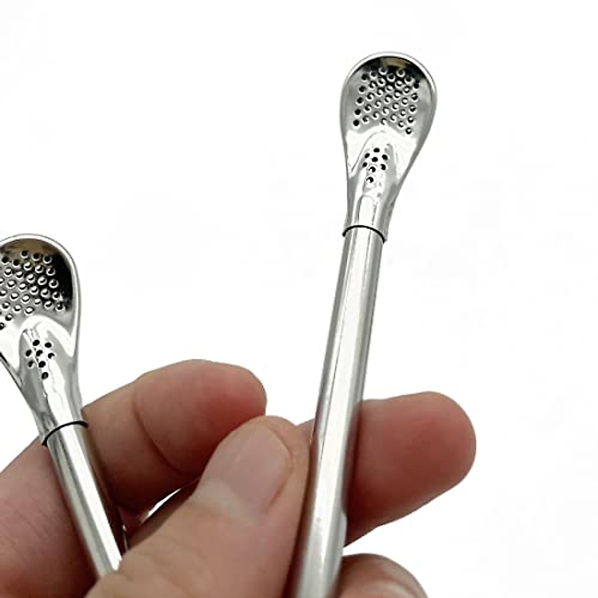 8 Pieces Stainless Steel Drinking Straws with Filter Spoon Reusable Yerba Mate Bombilla Metal Tea Straws 5Inch