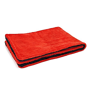 [Dreadnought Max] Triple Layer Microfiber Car Drying Towel | Twist Pile | 1400GSM | 1 Pack (20"x30", Red/Black)