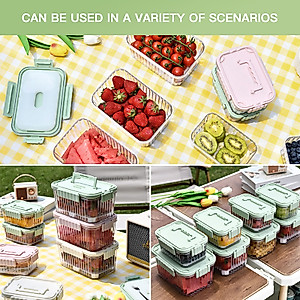 2 Pack Food Storage Containers with Lid, Portable Fruit Saver Berry Snack Keeper Container with Handle & Ice Sheet & Fork, Keep Fruits Food Fresh, for Fridge, Picnic, Office, Party, Camping (Yellow)