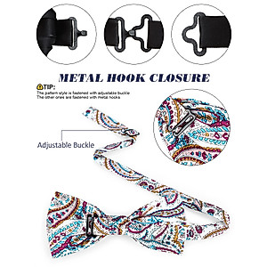 Jecery 30 Pieces Elegant Pre Tied Bow Ties for Men with Adjustable Floral Neck Band Bowties for Pre Tied Set