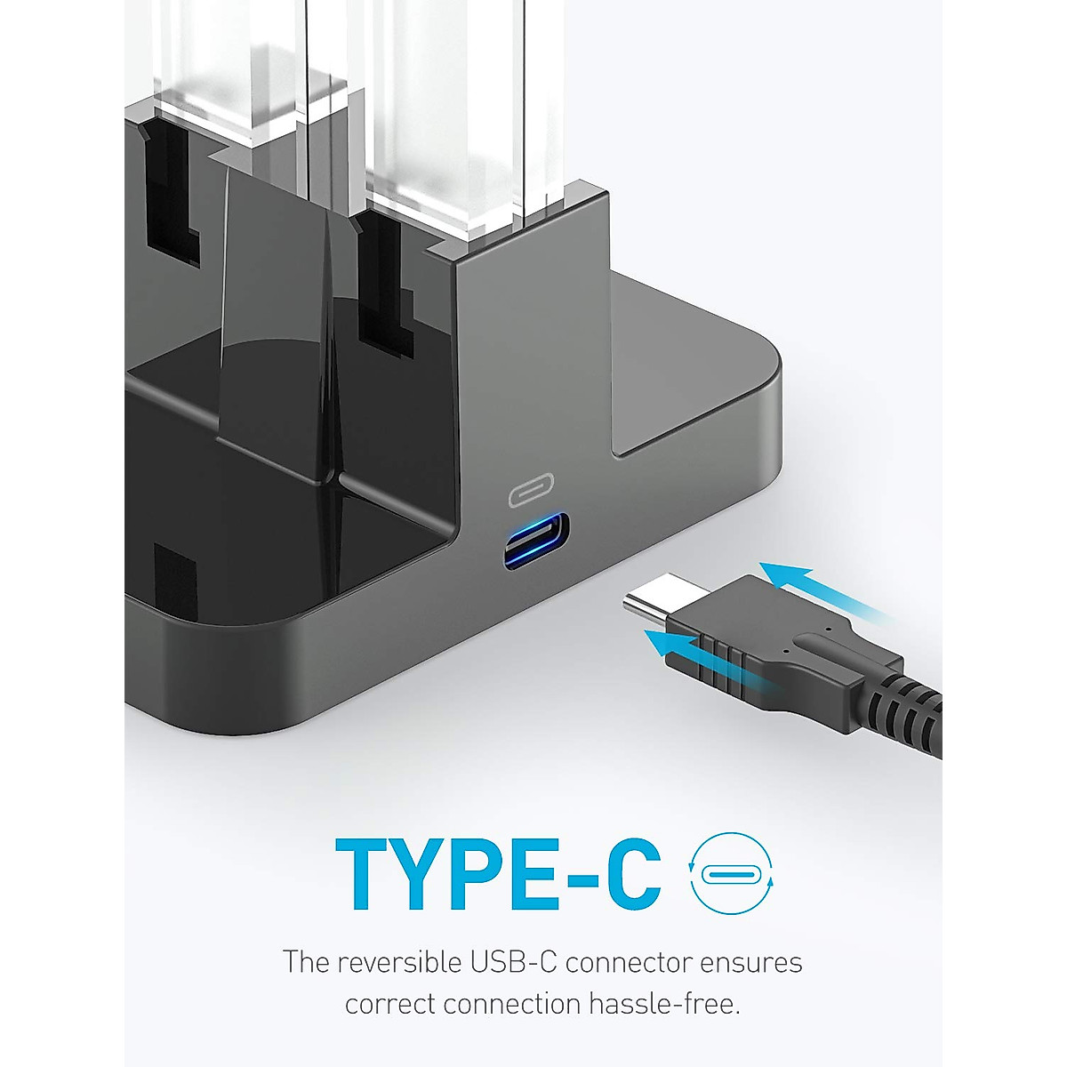 KINGTOP Charging Station Compatible for Nintendo Switch Joy-Con & OLED Model Controllers Charger Dock Stand with Individual LEDs Indicator and Type C Charging Cable