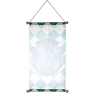 Rubies Harry Potter Hogwarts Fabric House Banner with Plastic Dowel, Officially Licensed, Slytherin, 33" x 16" for Themed Parties and Halloween
