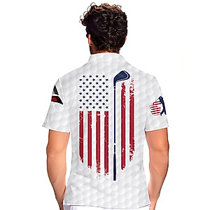 HIVICHI Golf Shirts for Men Funny Print Crazy Hawaiian Mens Polo Shirt Patriotic Flag Shirt, Large, 7198