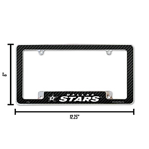 Rico Industries NHL Dallas Stars Black 12" x 6" Chrome All Over Automotive License Plate Frame for Car/Truck/SUV