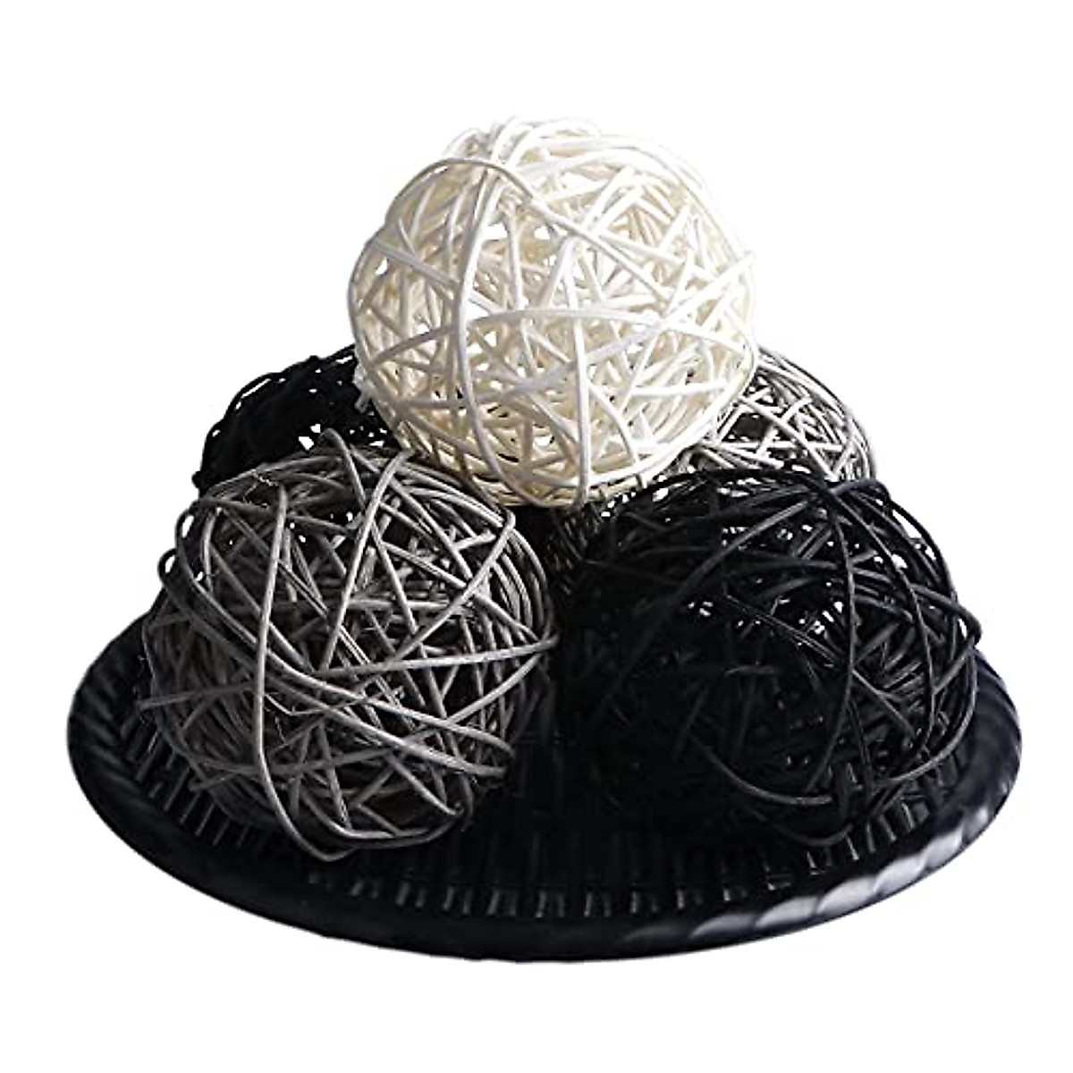 Since 15 Pieces 2inch Black White Grey Wicker Rattan Balls Sphere Orbs Vase Fillers for Christmas Party Wedding Baby Shower Garden Hanging Decor Aromatherapy Accessories