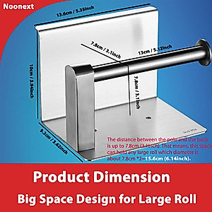 Adhesive Toilet Paper Holder with Shelf, SUS304 Stainless Steel Toilet Paper Roll Holder, Mega Roll Tissue Roll Paper Dispenser, No Drilling or Wall Mounted with Screws