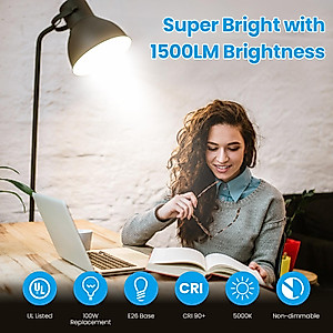 Sheetea 16-Pack LED Light Bulbs, 100 Watt Equivalent Daylight LED Bulbs, 5000K White Light Bulbs E26 Standard Base, A19 LED Bulb 13W 1500LM Super Bright, Non-dimmable