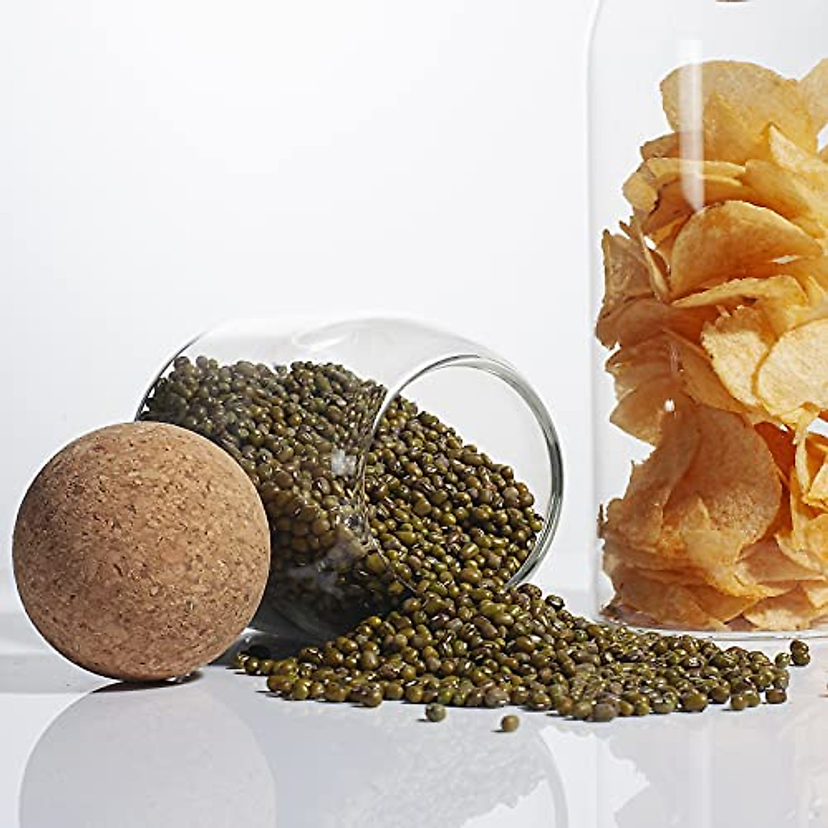 IVAILEX Glass Jars with Cork Lids, Candy Jar with Lid, Coffee jar for Counter, Cookie Jar with Airtight Lids, Clear Glass Jar for Candy, Tea, Coffee Bean, Sugar, Spices, Apothecary etc (450ml/15oz)