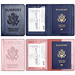 Eoehro 2Pack Passport Holder Wallet Cover Case, Travel Essentials for Women and Men