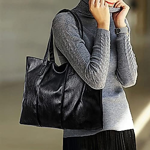 YOUNXSL Handbags and Purses for Women Large Shoulder Bag Fashion Totes PU Leather Top-Handle Bags Grey