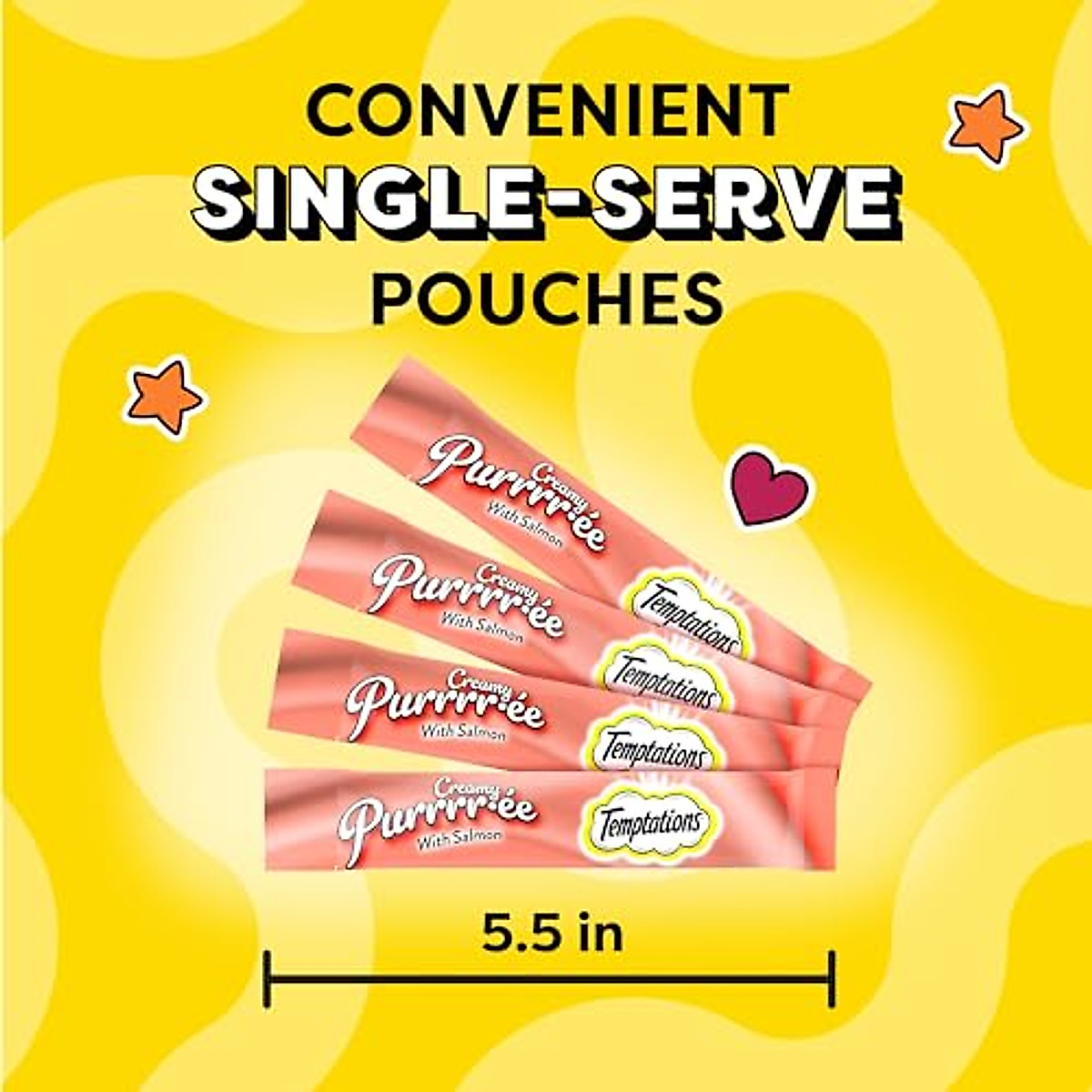 Temptations Creamy Puree with Salmon Lickable, Squeezable Cat Treats, 0.42oz Pouches, 4 Count (Pack of 11)