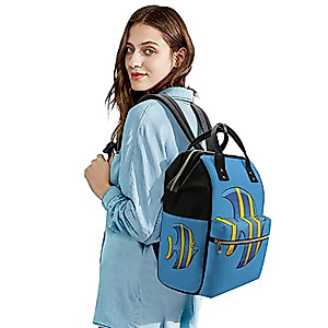 Tropical Fish Diaper Bag Backpack Large Capacity Mommy Bags Multifunction Nappy Bag Travel Back Pack Black-Style