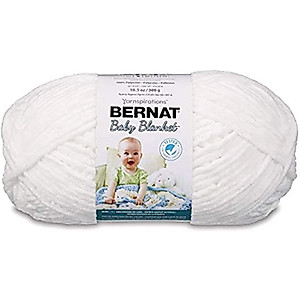 Bernat BABY BLANKET BB White Yarn - 1 Pack of 10.5oz/300g - Polyester - #6 Super Bulky - 220 Yards - Knitting/Crochet