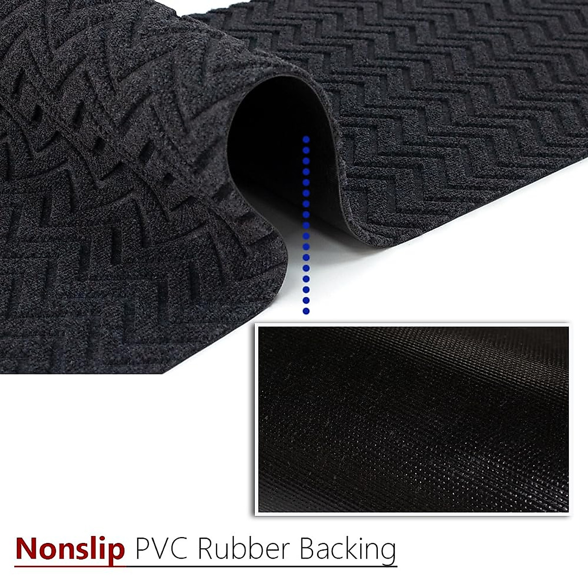 LITA Customized Size Hallway Runner Rug with Rubber Backing, Backed Non-Slip Waterproof, Washable Outdoor Indoor Carpet for Floor, Entryway, Kitchen, Laundry, Balcony, Garage, Gray Triangle, 2' x 12'