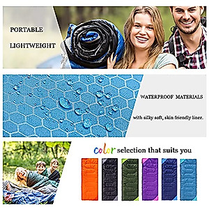 Camping Sleeping Bag for Kids Adults Boys and Girls,Cold and Warm Weather-Summer, Spring, Fall, Lightweight, Waterproof Compact Bag for Camping Gear Equipment, Traveling, and Outdoors (Purple)