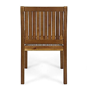 Christopher Knight Home Teague Outdoor Acacia Wood Dining Chairs (Set of 2), Teak Finish