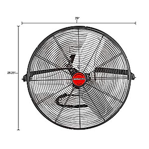 OEMTOOLS OEM24896 24” Heavy Duty Workstation Wall Mount Fan, 7000 CFM Max. Shop Fans, Heavy Duty 360 Degree Tilting Indoor/Outdoor Fan For Garage Fans Wall Mounted Fan, Outdoor Industrial Fan