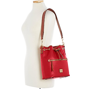 Dooney & Bourke Women's Drawstring in Pebble Grain Leather, Medium Sized Handbag with Drawstring Closure, Red