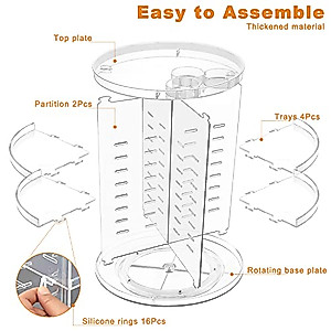Rotating Makeup Organizer, DIY 8 Adjustable Layers Spinning Skincare Organizer, Cosmetic Display Case with Brush Holder Perfume Tray, Multi-Function Storage Carousel for Vanity Bathroom Countertop