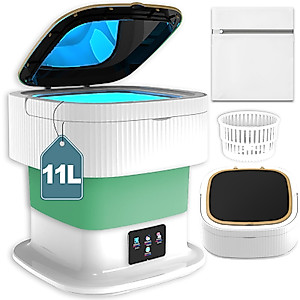 Portable Washing Machine, Small Washing Machine, Foldable Washer with Dryer, Mini Collapsible Laundry for Travel, Sutiable for Apartment, Dorm, Camping, RV, Underwears, Socks, Baby Clothes, Green