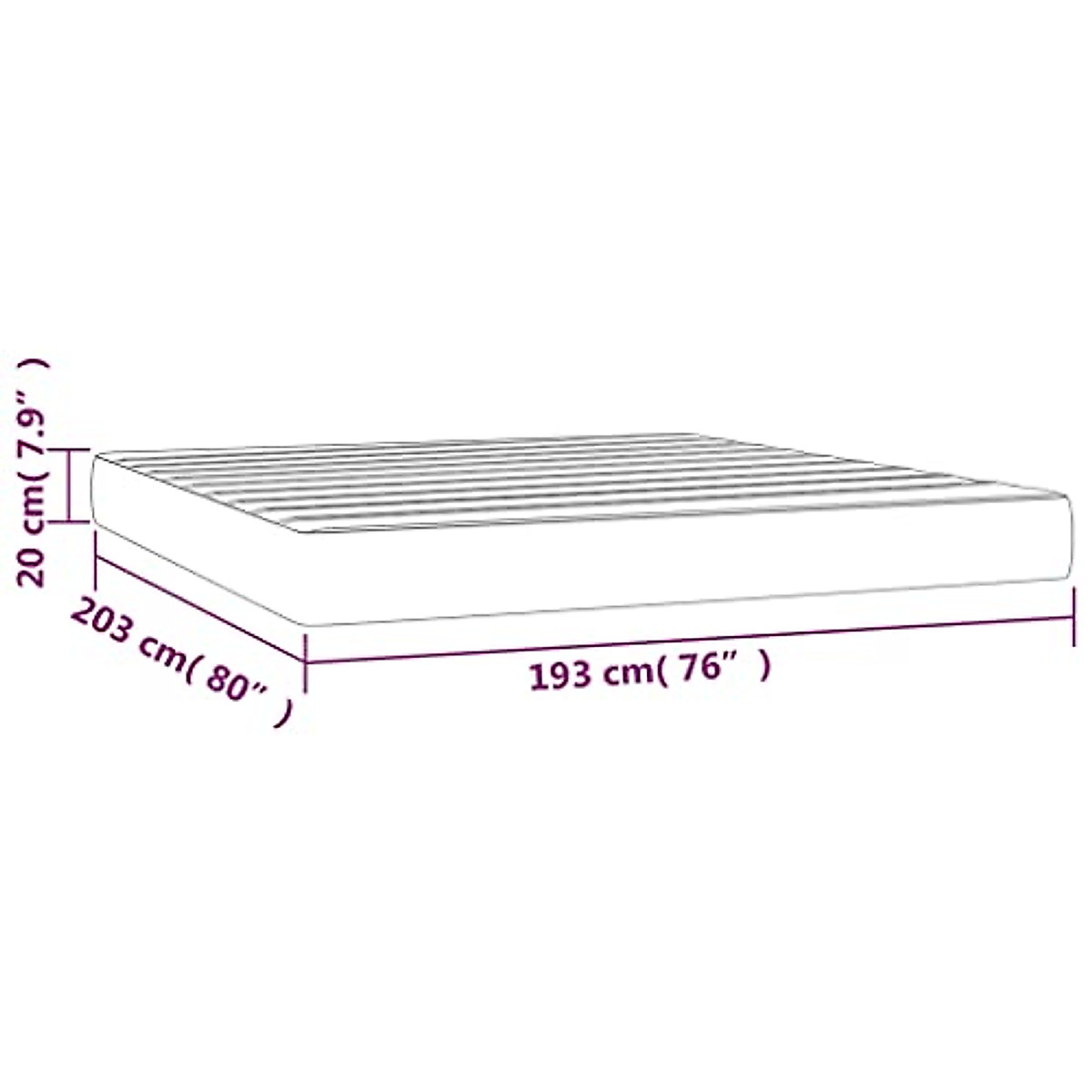 vidaXL Pocket Spring Bed Mattress Black 76"x79.9"x7.9" King Faux Leather