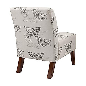 Linon Butterfly, Dark Espresso Linen Lily Chair, 21.5" W x 29.5" D x 31.5" H