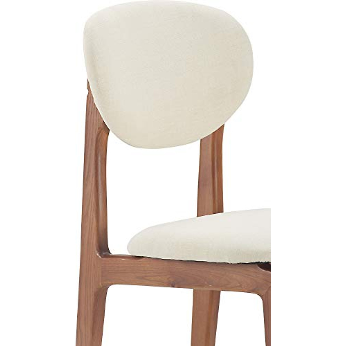 Elle Decor Coralie Mid-Century Modern Upholstered Dining Chair, Walnut-Stained Wood and Tapered Legs, Buttercream