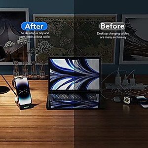 Wireless Charging Station, 3 in 1 Wireless Charger for Apple Watch 8/Ultra/7/SE/6/5/4/3/2, Fast Wireless Charging Stand Dock for iPhone 14/13/12/11/Pro/Max/Plus/SE/XS/XR/X/8 Air-pods(with Adapter)