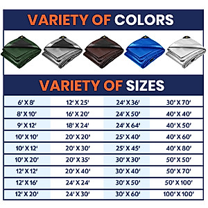 Tarpco Safety Extra Heavy Duty 14 Mil Tarp Cover, Waterproof, UV Resistant, Rip and Tear Proof, Poly Tarpaulin with Reinforced Edges for Roof, Camping, Patio, Pool, Boat (White 10′ X 20′)