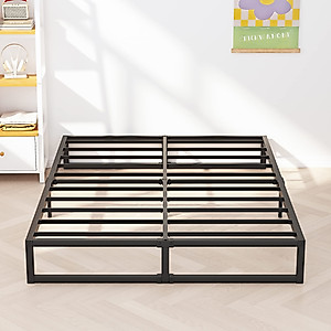Richwanone 8 Inch Bed Frame Full Metal Platform Mattress Foundation with Steel Slat Support, No Box Spring Needed, Easy Assembly, Black