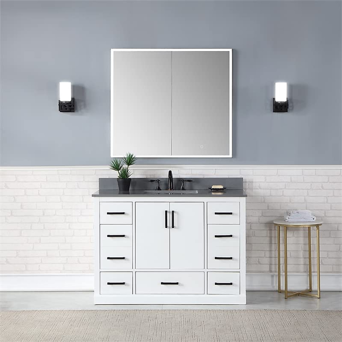 Altair Design Carsoli 36" Clear Glass Surface-Mount/Recessed LED Mirror Medicine Cabinet