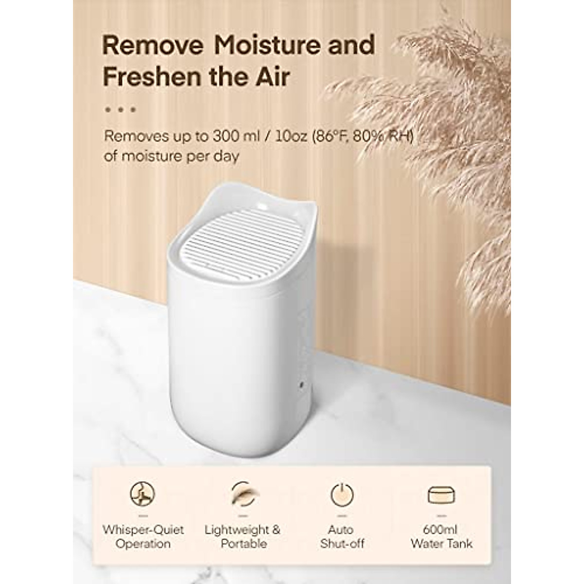 ZZWW Small Dehumidifier, Quiet Mini Dehumidifier 220 Sq.Ft (20oz Water Tank), Portable Dehumidifier for Bedroom, Bathroom, Closet White