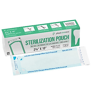 200 2.75 x 9 Self-Sterilization Pouches for Cleaning Tools, Autoclave Sterilizer Bags for Dental Offices, Pouch for Dentist Tools
