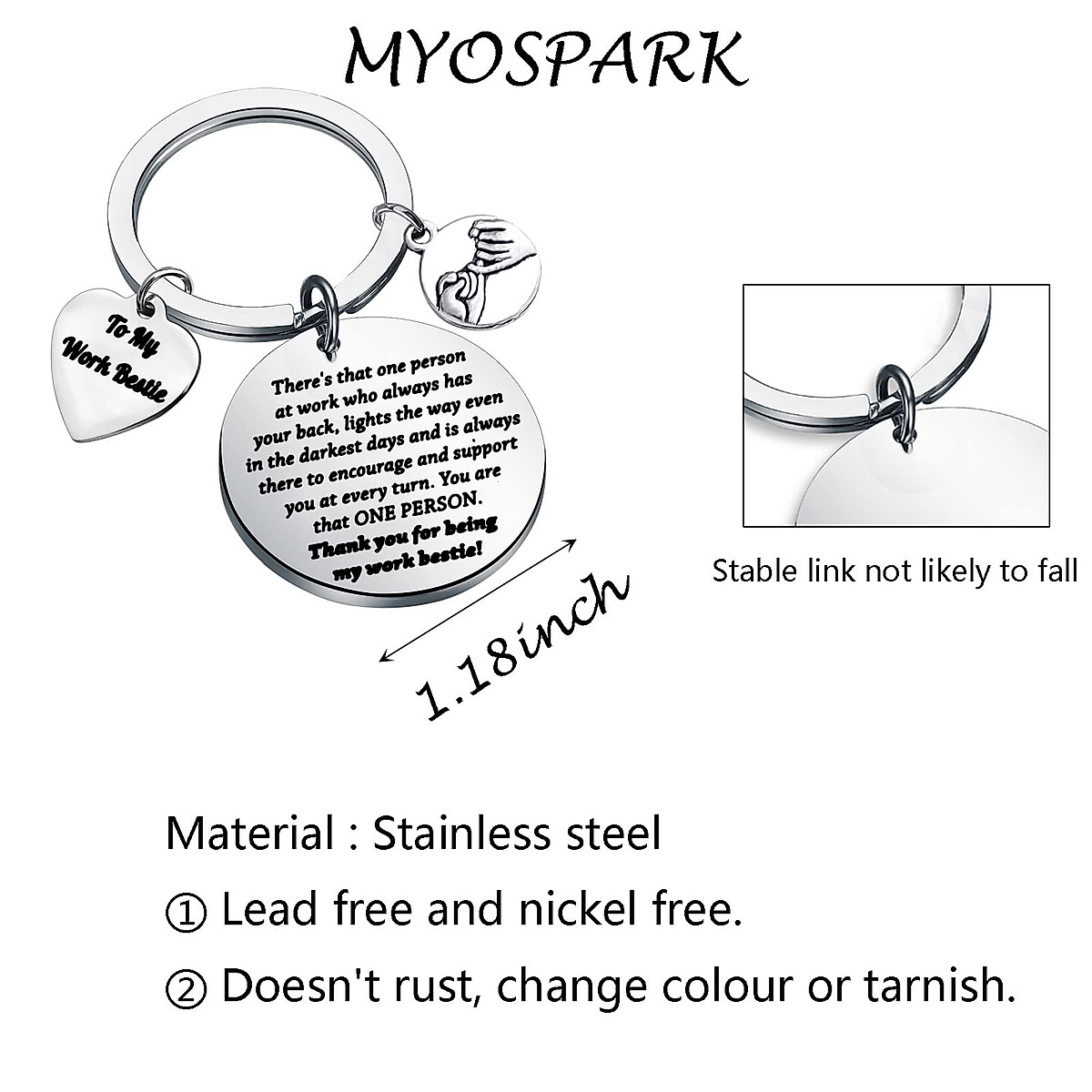 MYOSPARK Work Bestie Keychain Gift Colleague Friend Gift Work Friend Thank You Gift Best Friend Gift Coworker Jewelry for Her (Work Bestie KC)