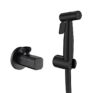Yalsfowe Handheld Bidet Sprayer Stainless Steel, Bathroom Bidet Sprayer Set, Bidet shower for Toilet, Pet Shower, Muslim Shower, Baby Cloth Diaper Sprayer, Wall Mount,Black
