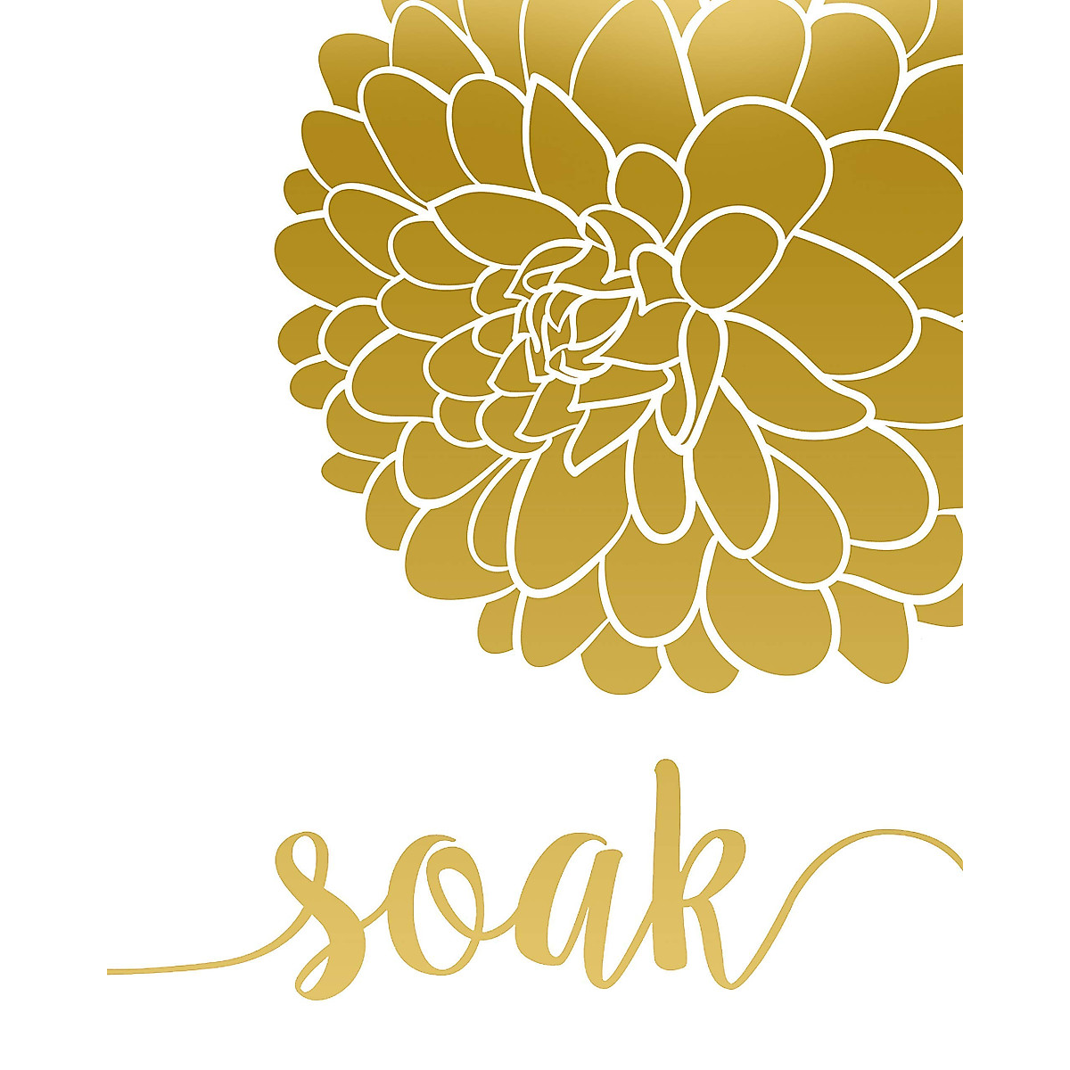 Simple Relax Soak Unwind Breathe Gold Blend Floral Prints, 4 (8x10) Unframed Photos, Wall Art Decor Gifts for Home Office Salon Lounge Bathroom School College Student Coach Yoga Garden Flowers Fan