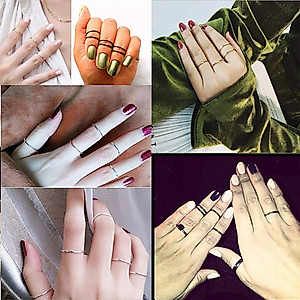 INRENG 7pcs 1mm Stainless Steel Women's Plain Band Thin Knuckle Stacking Midi Rings Comfort Fit Size 3 to 9, Black