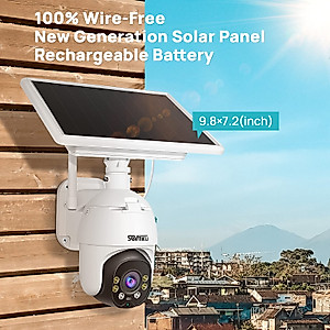 SOVMIKU Solar Security Camera Outdoor,1080P Wire-Free Pan Tilt 360° View Spotlight Indoor,WiFi Solar/Battery Powered Security Cameras 4X Digital Zoom,2-Way Audio, Motion Detection,Tuya APP