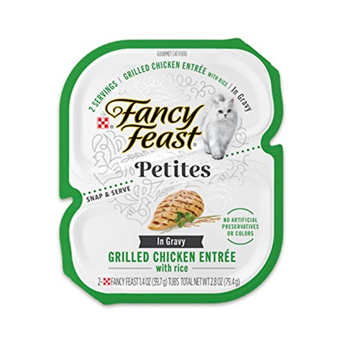 Fancy Feast Petite Gravy Variety, 4 Flavors, 2(Each); Ocean Whitefish, Seared Salmon,Grilled Chicken and Roasted Turkey Wet cat Food .Total of 08 Trays. Plus a Noisy Cat Toy Ball