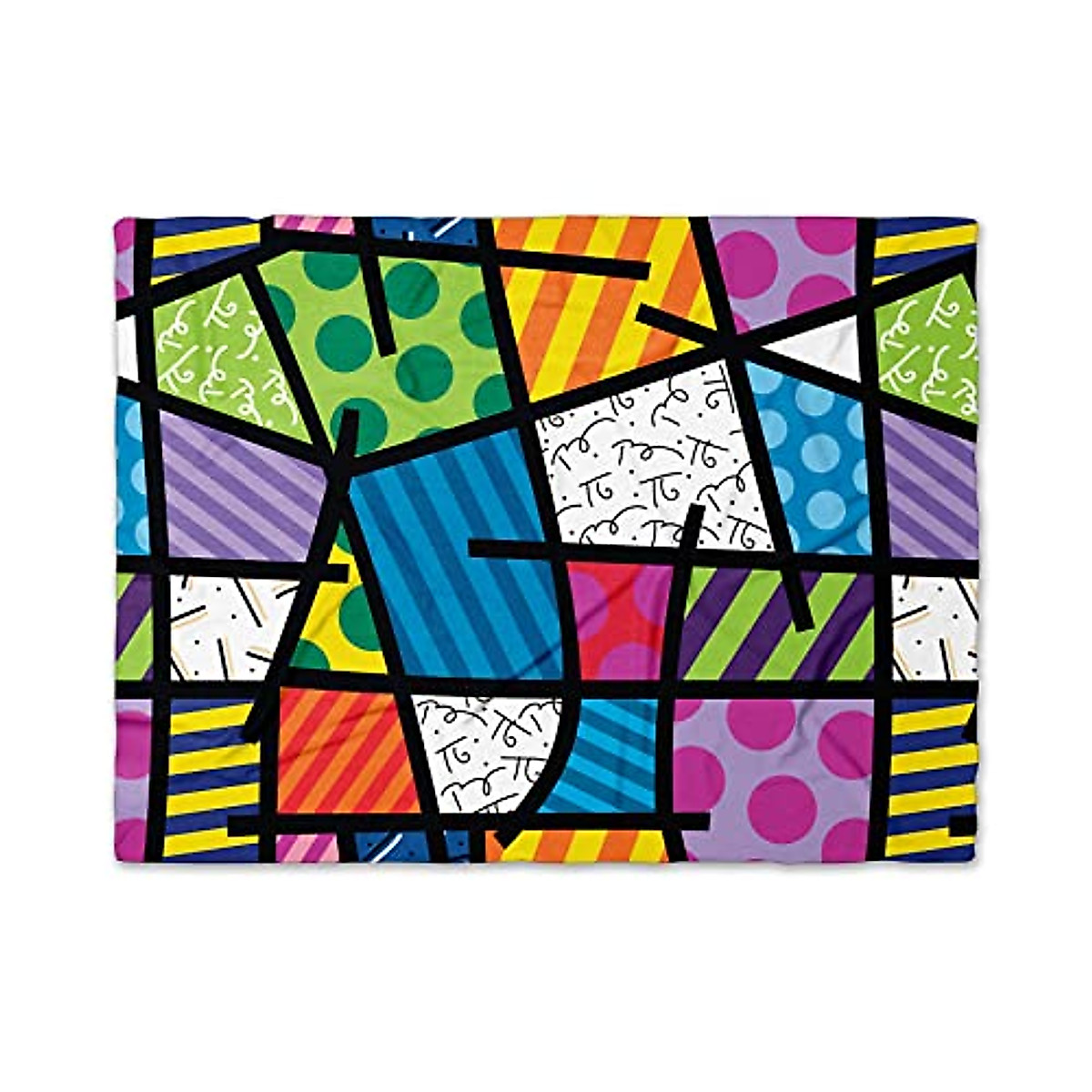 BRITTO Romero Luxe Blanket & Throw (Colorful Landscape) Geometric Artwork Pattern, 60 x 80in
