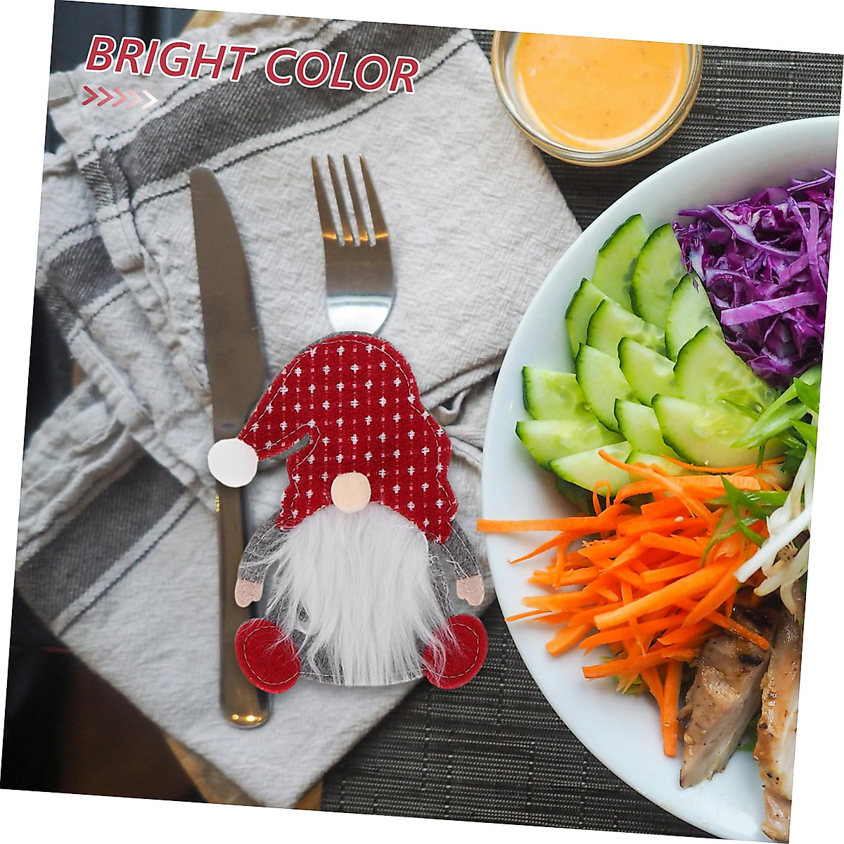 Kichvoe Christmas Cutlery Bags 12pcs Gnome Tableware Pouch Xmas Flatware Holder Cover Holiday Table Chopsticks Spoon Fork Pouches for Christmas Table Decoration