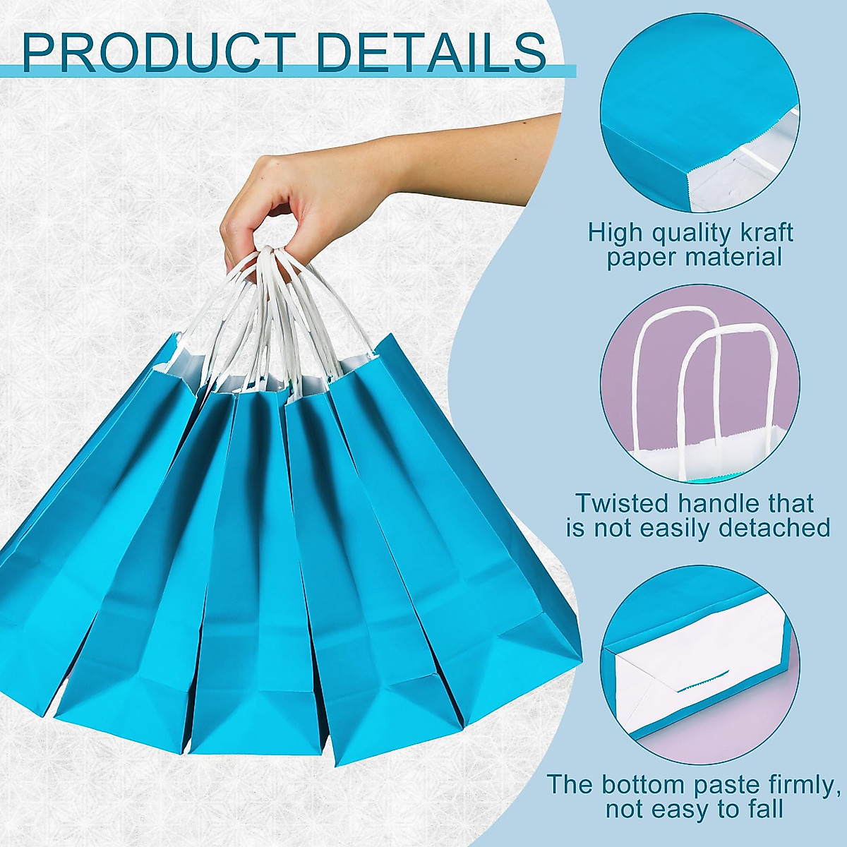 Kosiz 100 Pcs Small Gift Bags with Handles Bulk Include 50 Pcs Paper Bags and 50 Pcs Tissue Papers for Christmas Holiday Birthday Baby Shower Wedding Party Supplies Gifts(Blue)