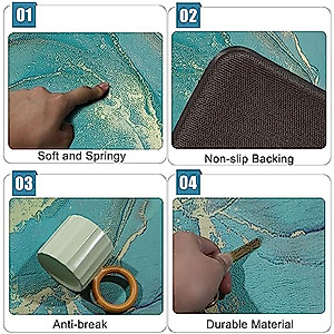 Sofort Anti Fatigue Kitchen Mats for Floor 2 Piece Set, Cushioned Memory Foam Kitchen Rug, Non Slip Waterproof Teal Marble Kitchen Mat, Comfort Standing Mats for Kitchen, Laundry, Office, Sink