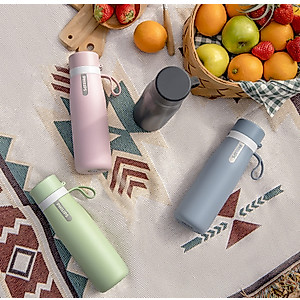 PHILIPS Everyday Insulated Stainless Steel Filtered Water Bottle with Philips GoZero Everyday Water Filter, BPA Free, Purify Tap Water into Healthy Tastier Water Keep Drink Hot/Cold, 18.6 oz. Grey