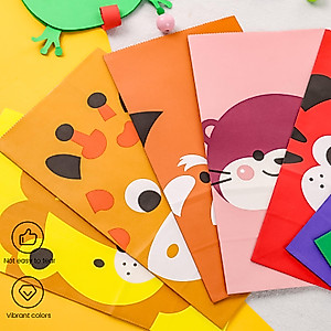JOHOUSE 24PCS Animal Party Favor Bags, Paper Gift Bags with Stickers Goodie Bags Candy Treat Bags for Kids Party Supplies Birthday
