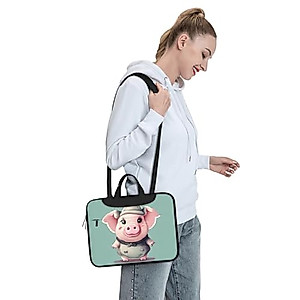 Cute Pig Laptop Bag 15.6 Inch, Business Briefcase Gifts For Men Women, Messenger Shoulder Bag With Strap